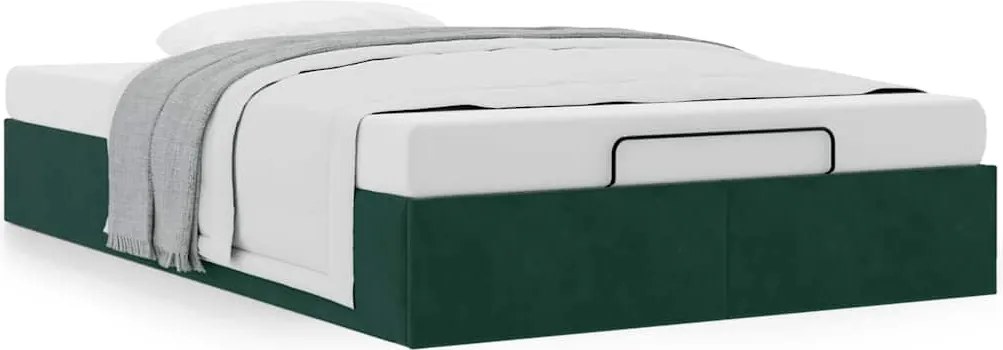 Osmanský rám postele bez matrace tmavě zelená 120x200 cm samet 3310958