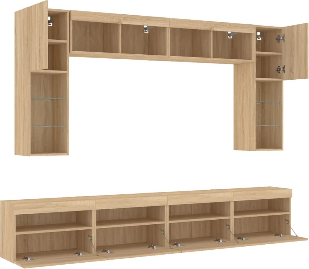 8dílná obývací stěna s LED osvětlením dub sonoma 3216766