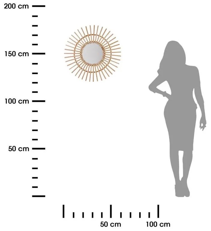 Proutěné nastěnné zrcadlo Sun 58 cm