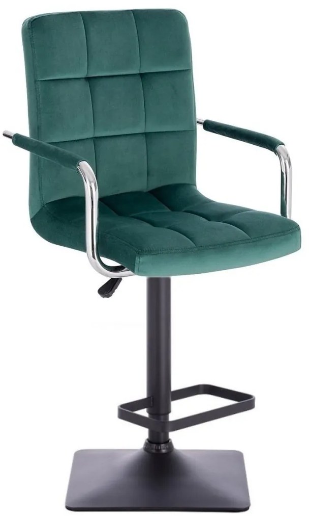 LuxuryForm DESIGN Barová židle VERONA VELUR na černé hranaté podstavě - zelená