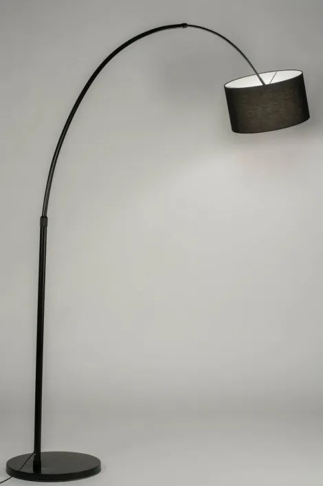 Stojací designová oblouková lampa Dallas Black and Black