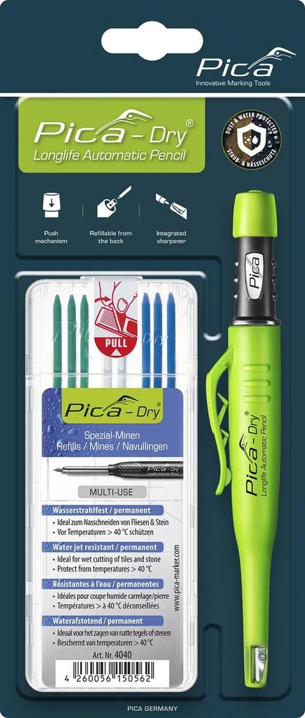 Pica Marker Pica Dry + náhradní tuhy | Vyberte variantu podle materiálu Varianta: tuhy barevné (žl,čer,šedá)