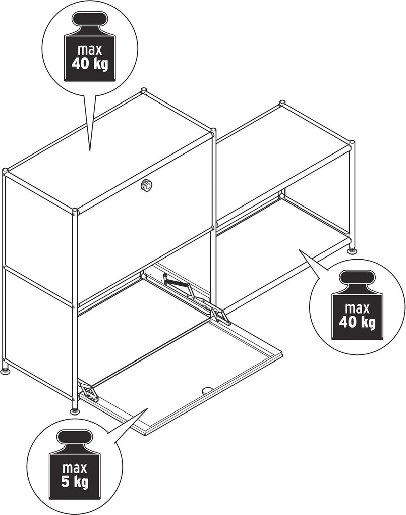 Tchibo - Kovový regál CN3 se 3 přihrádkami - barva: bílá