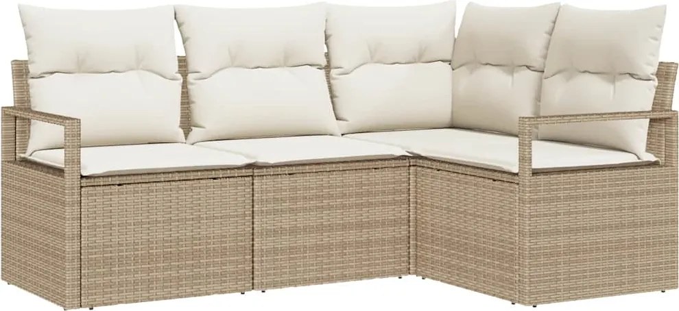 Set pohovek 4 ks Béžová a krémová polyratan 3355030
