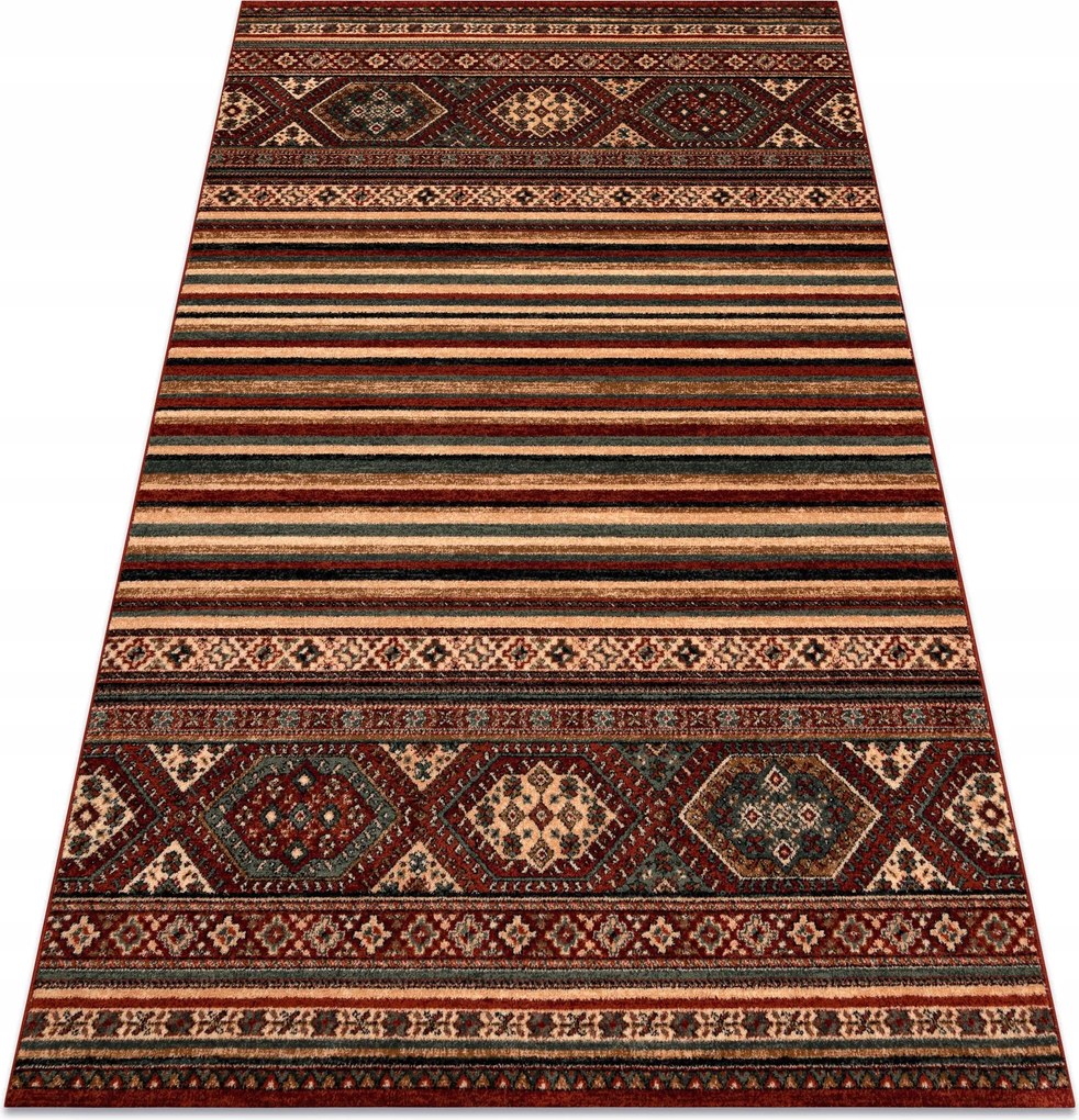 Vlněný Koberec Do Obývacího Pokoje etnický Stylový Boho Orientální bordó 67x130 cm