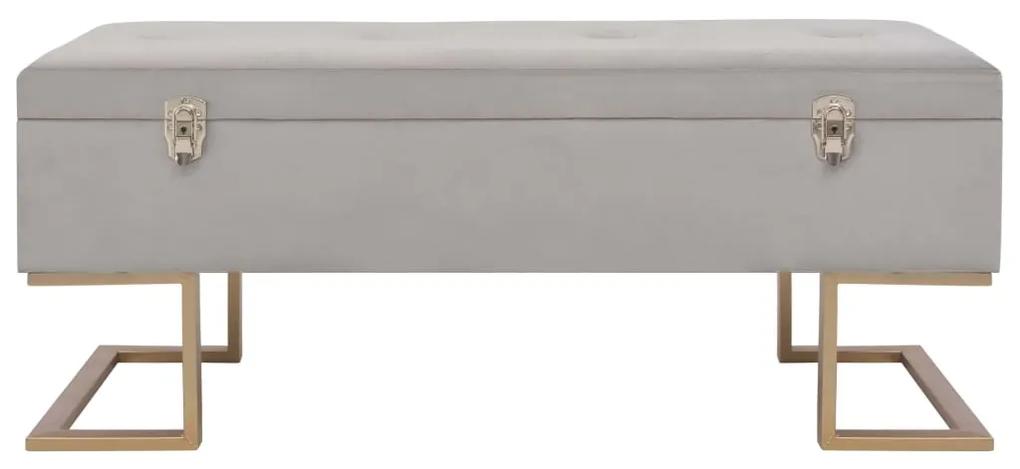 Lavice s úložným prostorem 105 cm šedá samet - Default Title