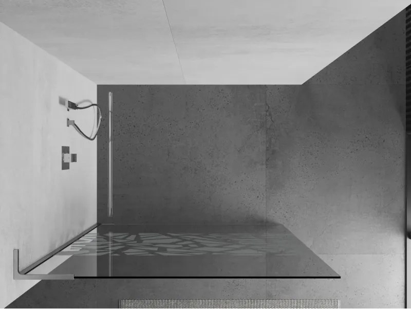 Mexen Kioto L, sprchová zástěna Walk-In 80 x 200 cm, 8mm čiré sklo bílý vzor, chromový profil, 800-080-103-01-85