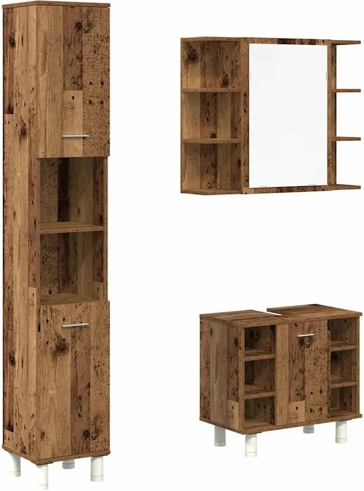 3dílná koupelnová sestava old wood kompozitní dřevo 3328569