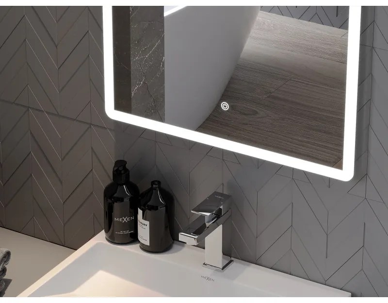 Mexen Navia, LED koupelnové zrcadlo s podsvícením 100 x 80 cm, 6000K, ochrana proti zamlžování, 9803-100-080-611-00