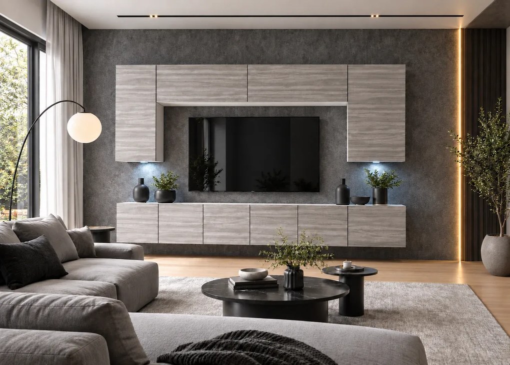 Obývací stěna 300 cm TV šedá antracit grafit IMP PRIMO 2/5/W/GW1/0/0
