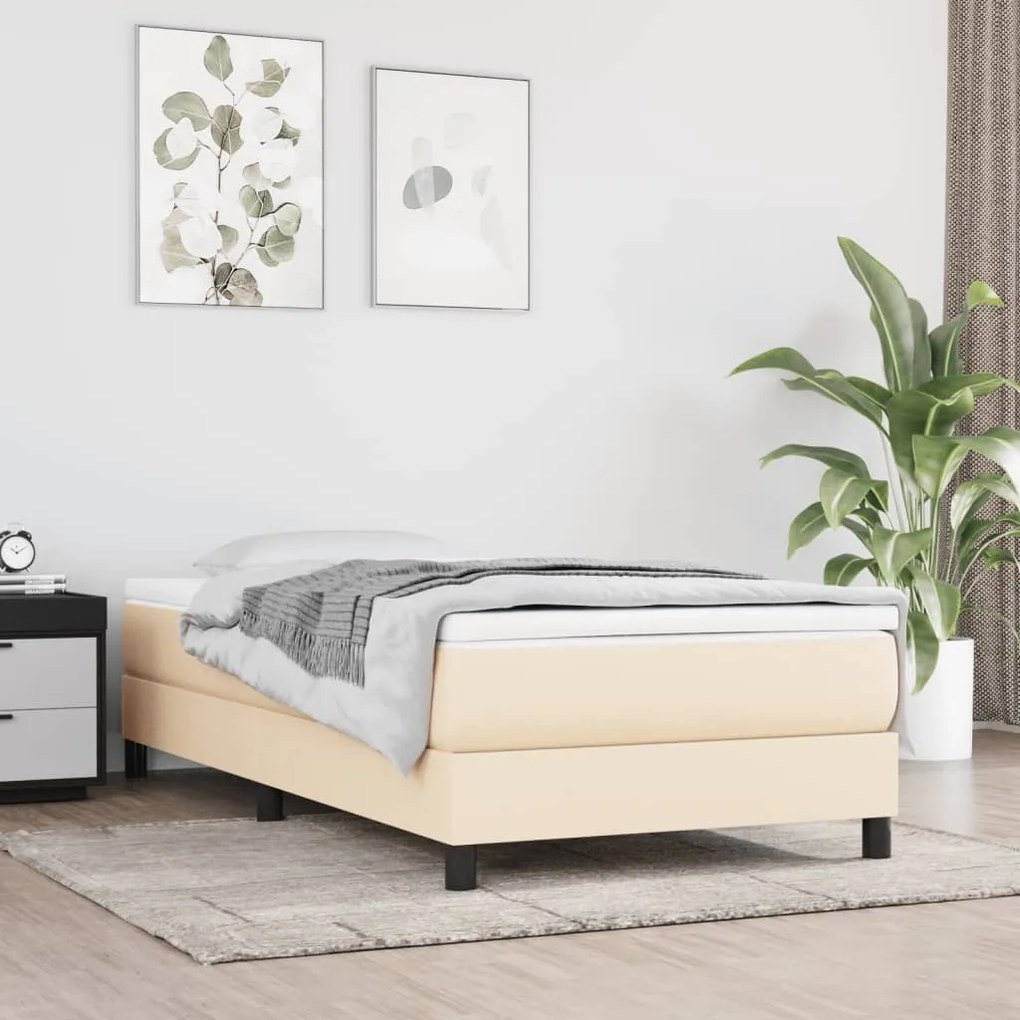 Rám postele s boxspringem krémově 90x190 cm textil 3120481