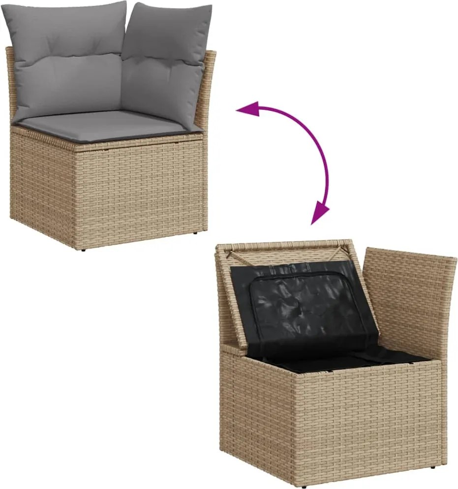 10dílná zahradní sedací souprava a podušky mix béžové polyratan 3256619