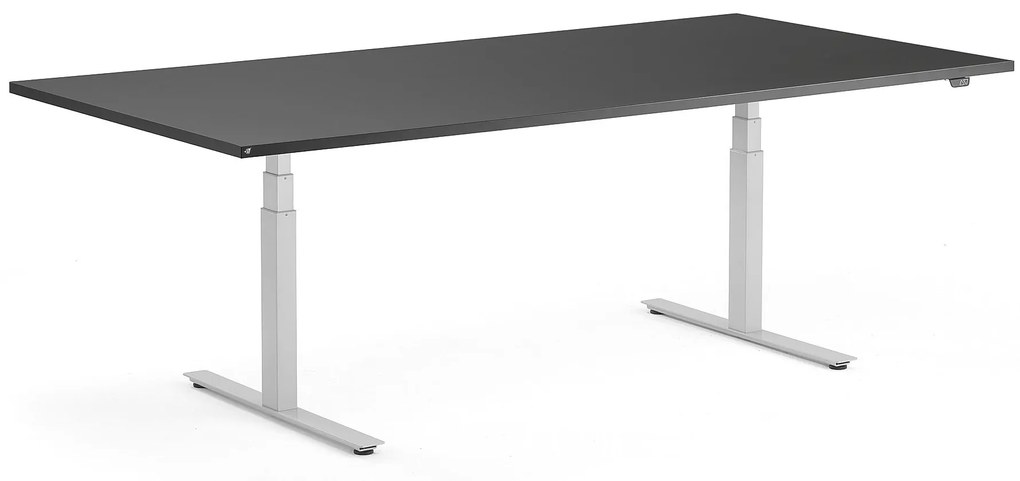 AJ Produkty Jednací stůl MODULUS, výškově nastavitelný, 2400x1200 mm, stříbrný rám, černá