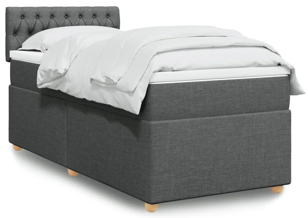 Box spring postel s matrací tmavě šedá 100 x 200 cm textil
