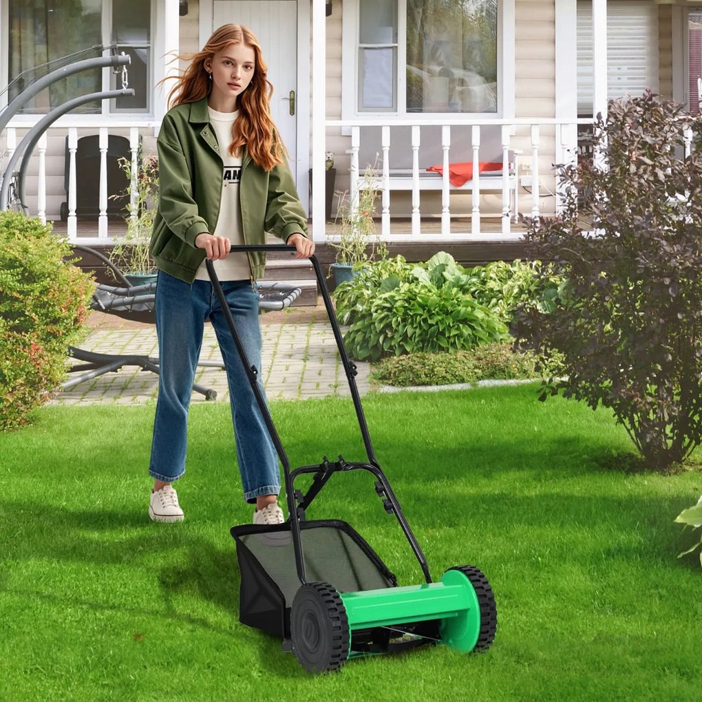 Costway Vřetenová sekačka Ruční sekačka na trávu s 30 cm šířkou záběru 18,5