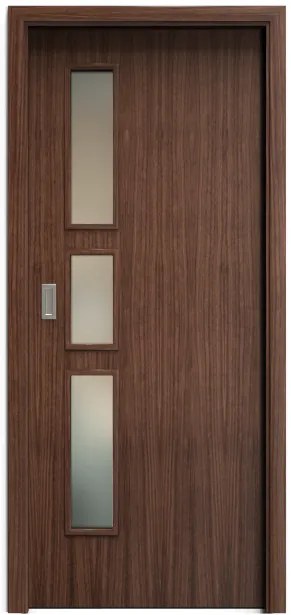 SAPELI ELEGANT KOMFORT M33 - DÝHA - POSUVNÉ DVEŘE VČ. ZÁRUBNĚ - Ořech americký Průchozí šířka (cm): 80, Průchozí výška (cm): 210