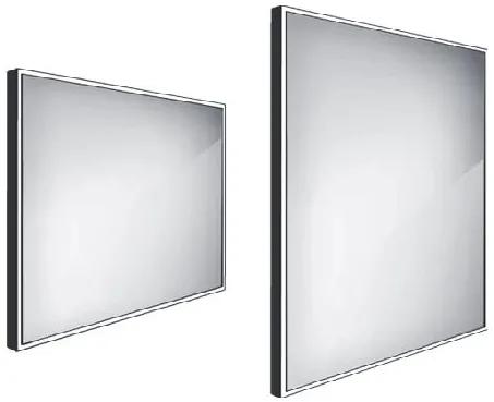 Nimco Zrcadla - Zrcadlo s LED osvětlením, 800x700 mm, hliník/černá ZPC 13003-90