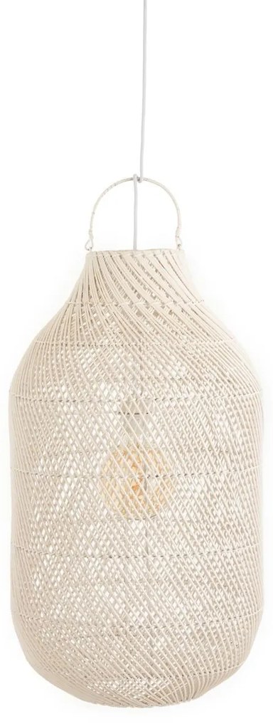 Závěsné bílé ratanové stínidlo Cylsha - Ø 40*75 cm/ E27