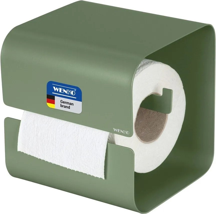 Zelený ocelový držák na toaletní papír bez vrtání Turbo-loc Lizan – Wenko