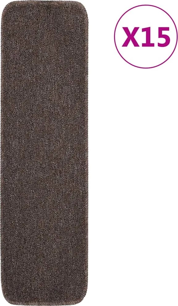 Nášlapy na schody 15 ks 75 x 20 cm hnědé protiskluzové 340401