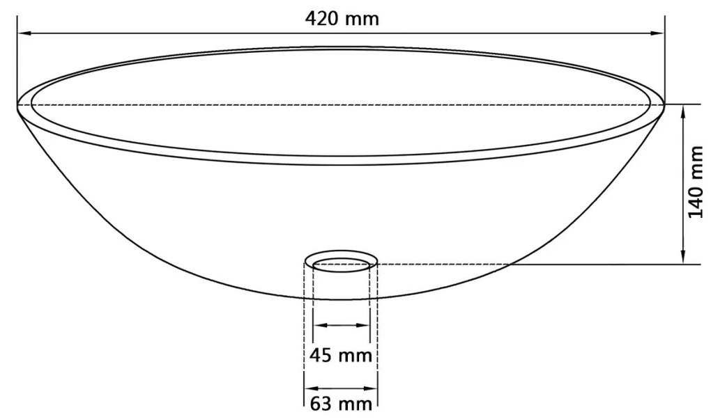 Umyvadlo z tvrzeného skla - 42 cm | černé