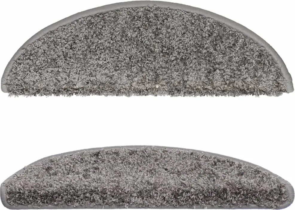 Schodové rohože 15 ks 56 x 17 x 3 cm šedé, půlkulaté 133892