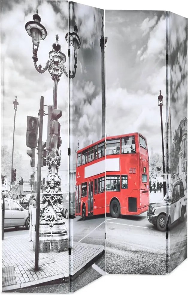 Skládací paraván 160 x 170 cm Londýnský autobus černobílý 245874