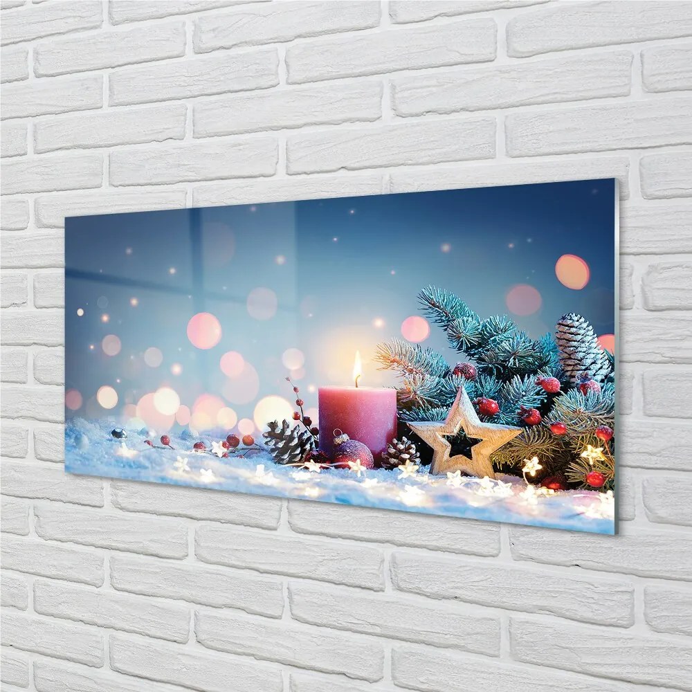 Obraz na skle Svatý svíčka sněhu 120x60 cm