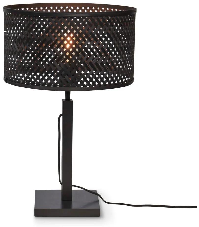 Černá stolní lampa s bambusovým stínidlem (výška 38 cm) Java – Good&amp;Mojo