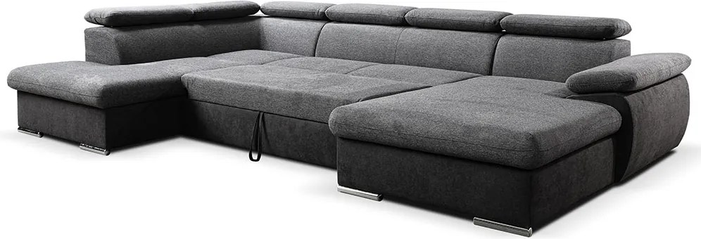 Sedací souprava COOL II | 220x343x191 cm | rozkládací + 2x úložný prostor | PRAVÁ | lounge 18 světle šedá
