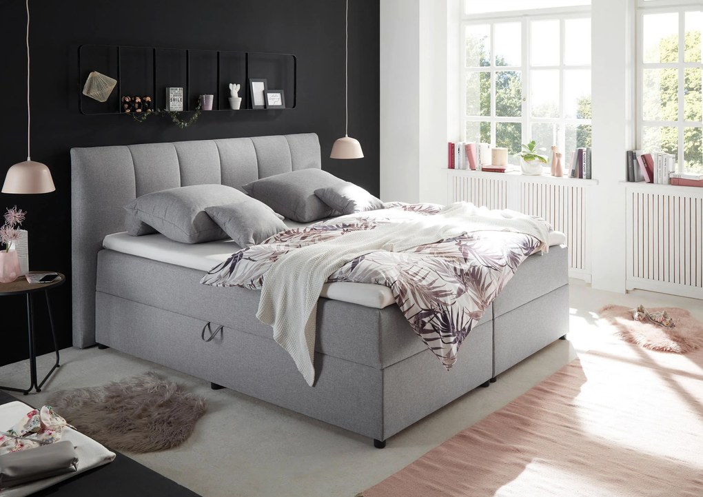 XXXLutz POSTEL BOXSPRING, 180/200 cm, šedá MID.YOU - Manželské postele - 002220016608