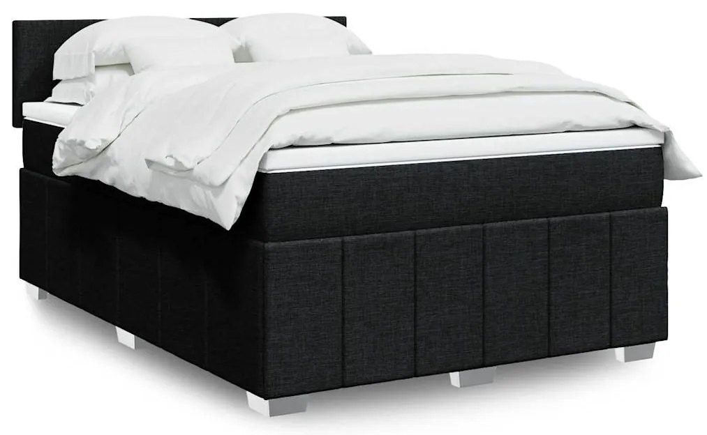 Box spring postel s matrací černá 140x200 cm textil 3289386