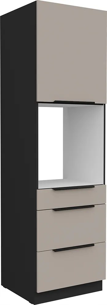 ARIA cb | vysoká skříňka 60 DPS-210 3S1F na vestavnou troubu | PREMIUM BOX | 60 cm | ANTI FINGERPRINT povrch | černá/béžová