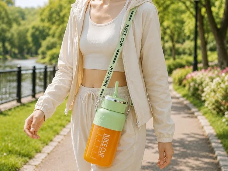 Verk Group Láhev s mixérem usb 1200 ml, hrnek na smoothie, šejker se slámkou a páskem