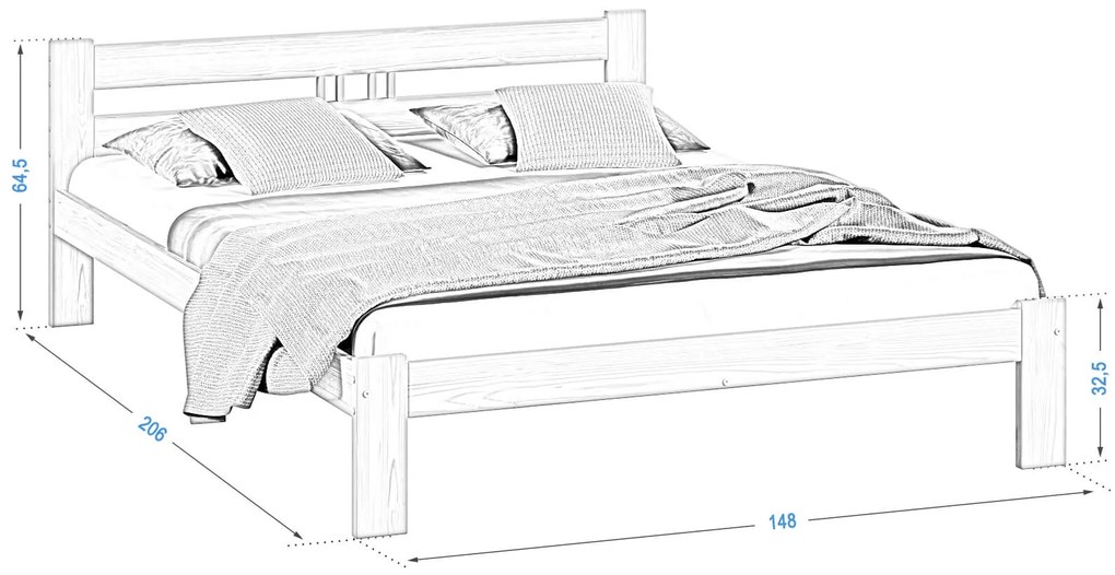 Postel z masivu 140x200 ESM1 šedá s roštem