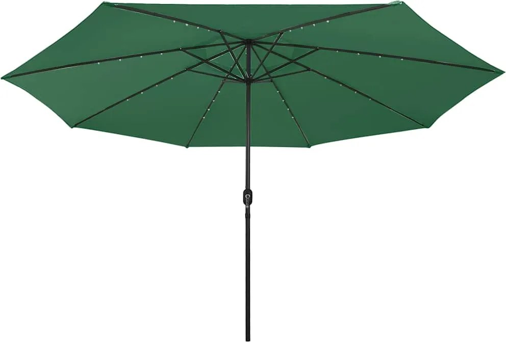 Zahradní slunečník s LED osvětlením 400 cm zelený 312531