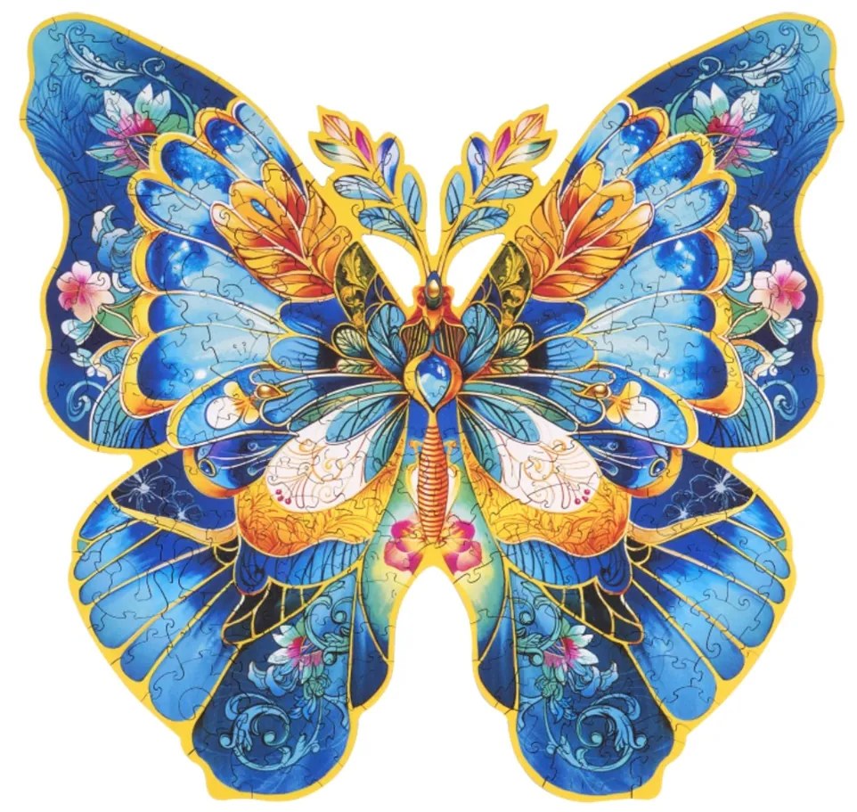 RoboTime Dřevěné puzzle Motýl Morpho Helena