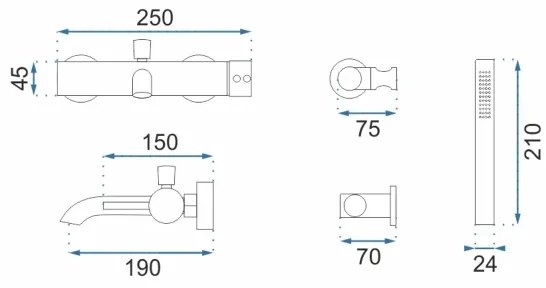 REA-B6641 - Vanová sada LUNGO lesklý chrom