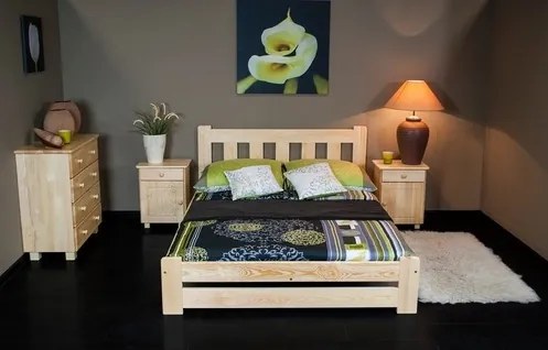 ImportWorld Dřevěná postel Vojtěch 140x200 + rošt ZDARMA (Barva dřeva: Borovice)