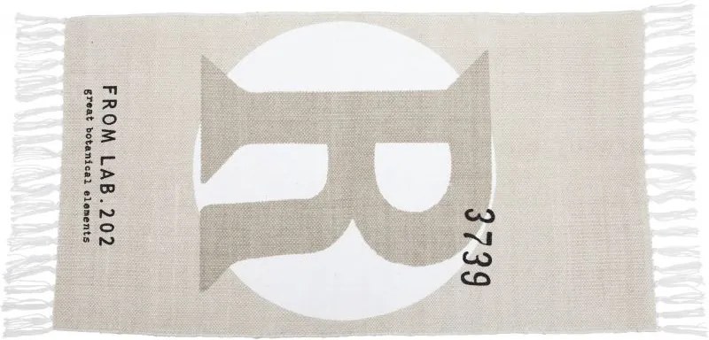 LENE BJERRE Béžový bavlněný koberec "R", 90 x 50 cm