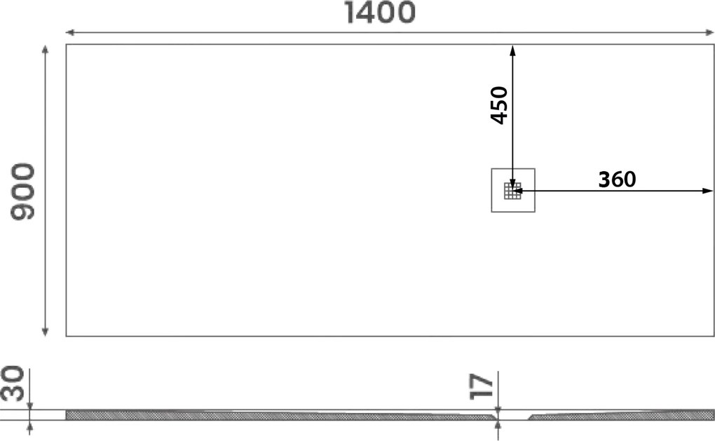 Gelco MITIA 140 x 90 x 3 cm PMS14090 sprchová vanička šedá profilovaná