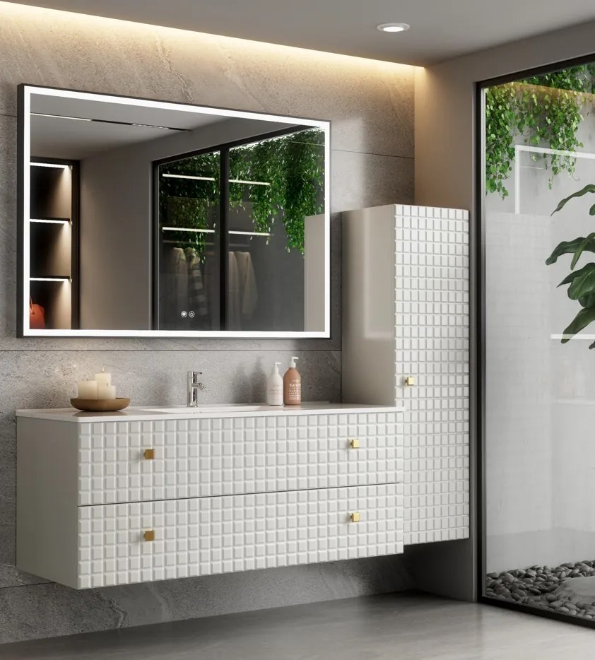 Erga Samira, LED zrcadlo 120x80cm v černém rámu, 3105 lm, 3 barvy světla, přední osvětlení, ERG-V01-SAMIRA-1280-BK