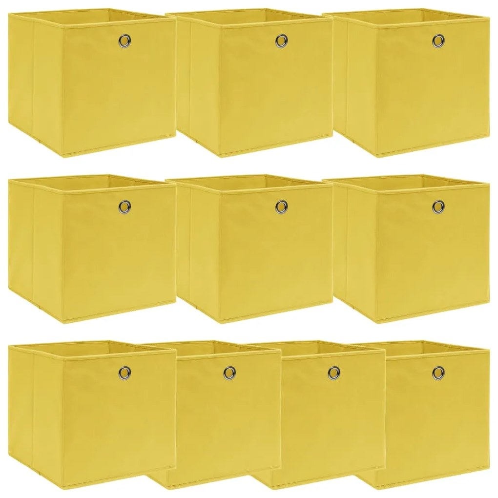 Úložné boxy 10 ks žluté 32 x 32 x 32 cm textil 288367