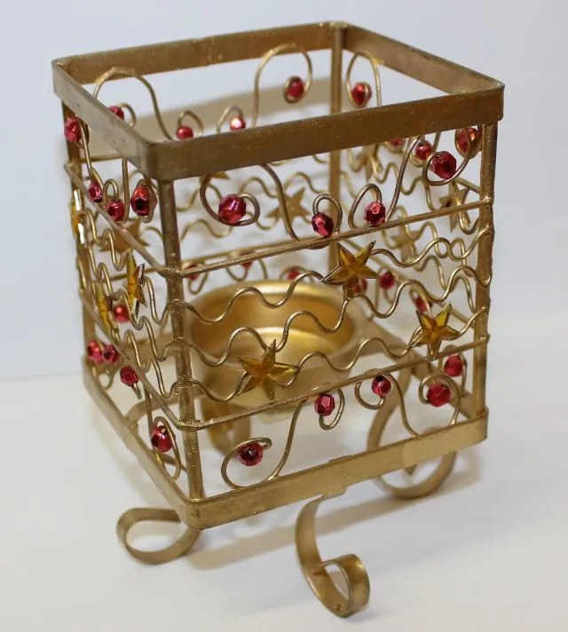 14x9 cm zlatý svícen na čajovou svíčku 28-1701