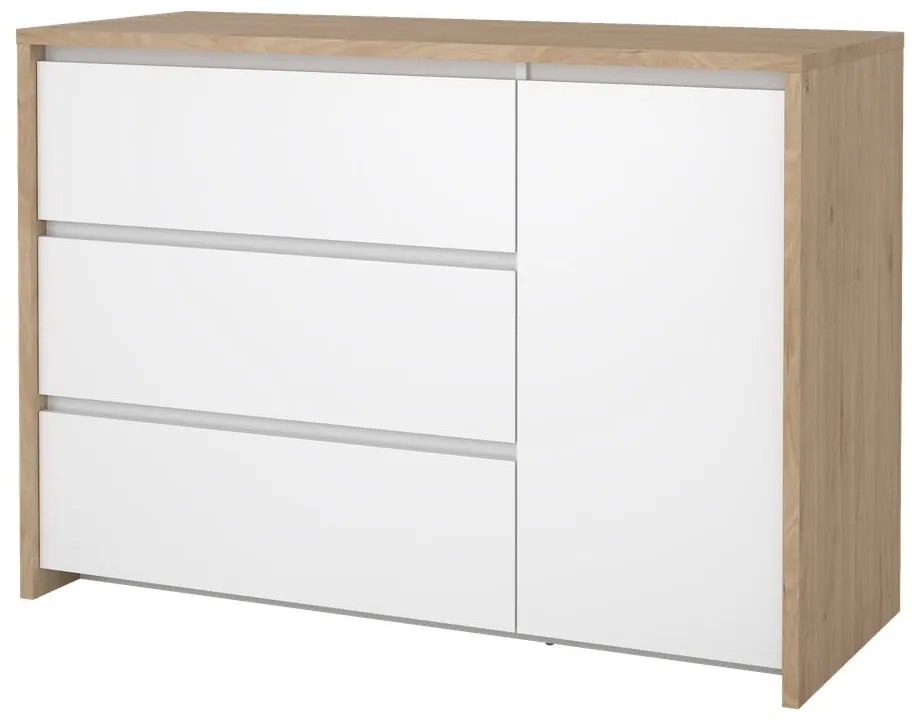 Bílá/v přírodní barvě komoda v dekoru dubu 119x84x48 cm Next – Tvilum