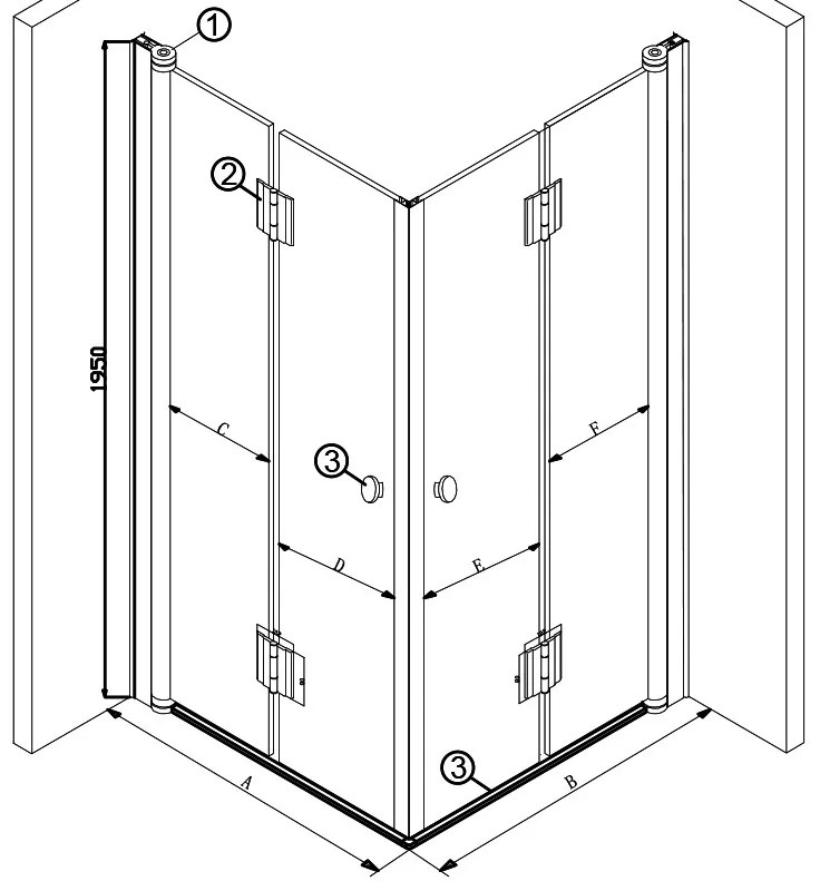 BPS-koupelny Čtvercový sprchový kout HYD-SK08C-M 100x100 černá/transparent - bez vaničky