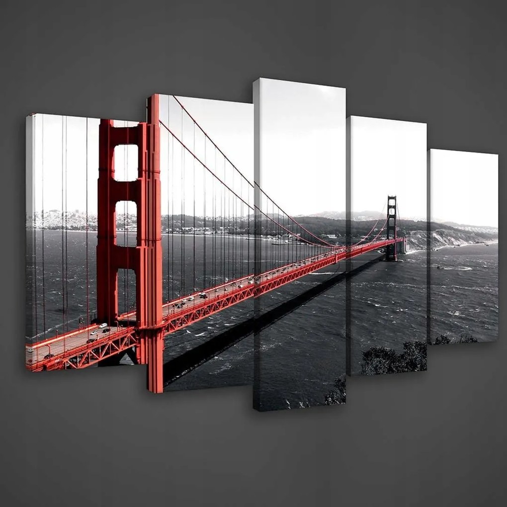 Obraz 100x60 Most Golden Gate San Francisco červená šedá selektivní barva