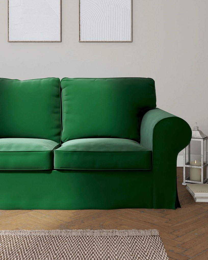 Potah na pohovku IKEA Ektorp 3-místná rozkládací, NOVÝ MODEL 2013 barva zelená látka lesklé, sametová
