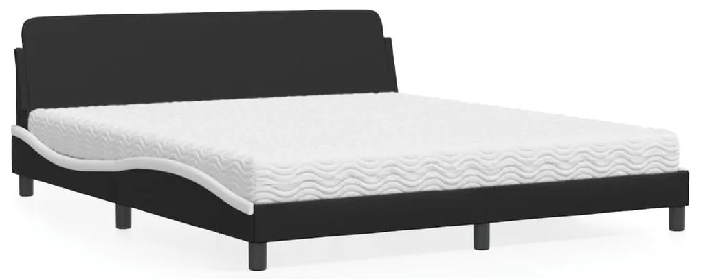 Postel s matrací Dover černá a bílá 180 x 200 cm umělá kůže 3208462