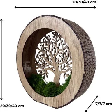 Dřevěné světlo, LED lampa Strom života s mechem | SENTOP LED0611